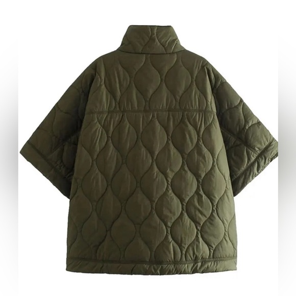 Jackets & Coats | Loose Stand Collar Quilted Jacket Short Sleeve Cloak ...